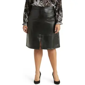 NYDJ Faux Leather A-line Skirt - Black
