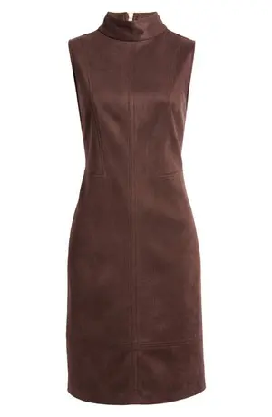 Halogen Mock Neck Sheath Dress - Dark Roast