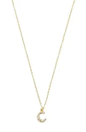Argento Vivo Mini Pavé Initial Pendant Necklace - Gold C