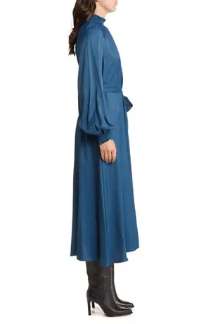 Nordstrom Smocked Neck Satin Dress