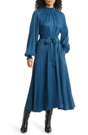 Nordstrom Smocked Neck Satin Dress