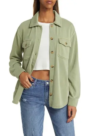 THREAD & SUPPLY Longline Knit Shacket - Bay Leaf