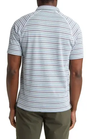 RHONE Delta Stripe Piqué Polo - Navy/green Stripe