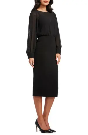 Dress The Population Pilar Mixed Media Dress - Black