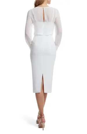 Dress The Population Pilar Mixed Media Dress - White