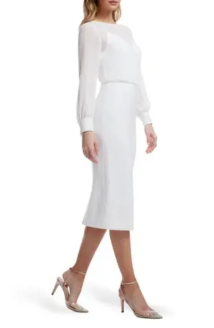 Dress The Population Pilar Mixed Media Dress - White