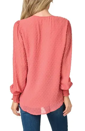 GIBSONLOOK Pin Dot Smocked Blouse