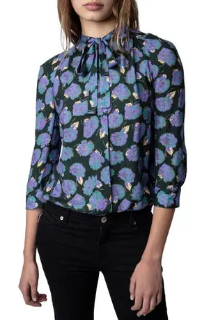 Zadig&Voltaire Floral Tie-neck Top