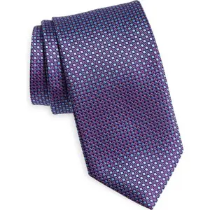 David Donahue Neat Dot Silk Neck Tie - Purple