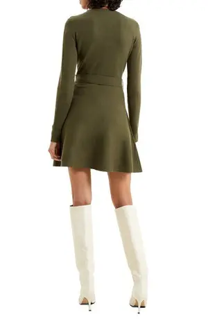 French Connection Long Sleeve Faux Wrap Sweater Dress