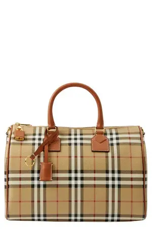 Burberry Check Coated Canvas Duffle Bag - Vntg Chk/briar Brown
