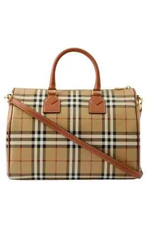 Burberry Check Coated Canvas Duffle Bag - Vntg Chk/briar Brown