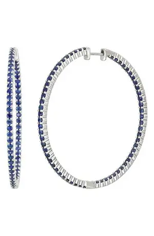 Bony Levy Large El Mar Inside Out Hoop Earrings 18k White Gold - Sapphire