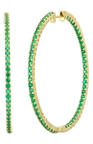 Bony Levy Large El Mar Inside Out Hoop Earrings - 18k Yellow Gold - Emerald