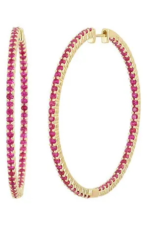 Bony Levy Large El Mar Inside Out Hoop Earrings - 18k Yellow Gold - Ruby
