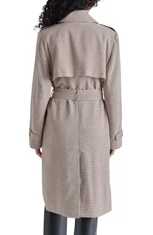 Steve Madden Belted Houndstooth Check Trench Coat