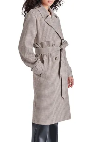 Steve Madden Belted Houndstooth Check Trench Coat