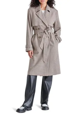 Steve Madden Belted Houndstooth Check Trench Coat