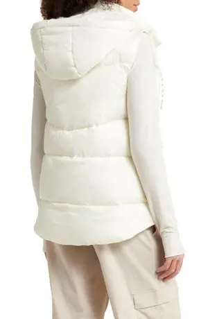 Zella Quilted Hooded Cocoon Vest - Ivory Egret