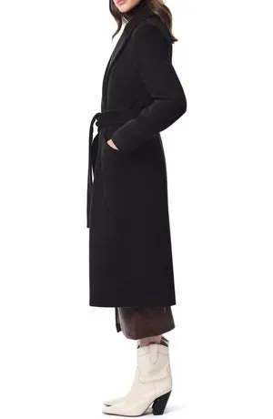 Bernardo Belted Wool-blend Longline Coat