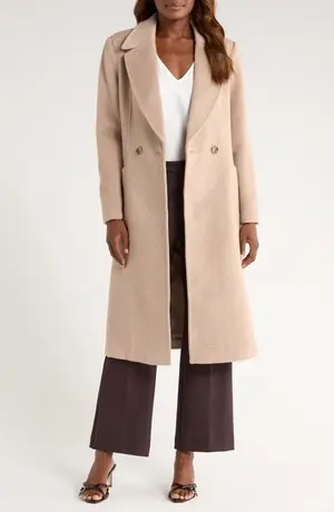 Bernardo Belted Wool-blend Longline Coat - Oatmeal