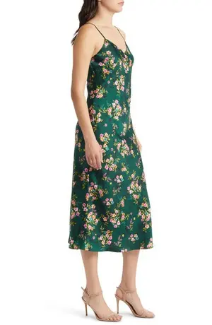 LOST + WANDER Sarah Floral Print Midi Slipdress