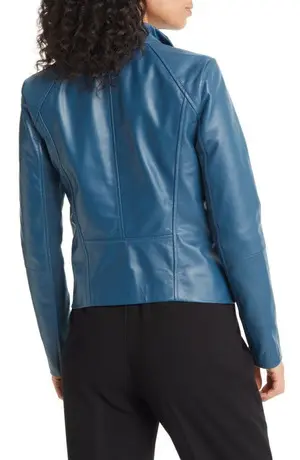 Nordstrom Leather Moto Jacket - Blue Ceramic