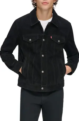 LEVI'S Faux Suede Trucker Jacket Black