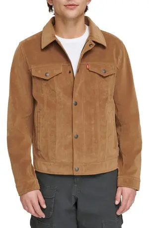 LEVI'S Faux Suede Trucker Jacket Cognac