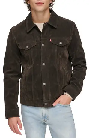 LEVI'S Faux Suede Trucker Jacket - Dark Brown