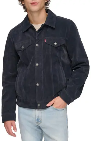LEVI'S Faux Suede Trucker Jacket - Navy
