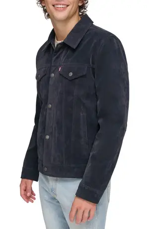 LEVI'S Faux Suede Trucker Jacket - Navy