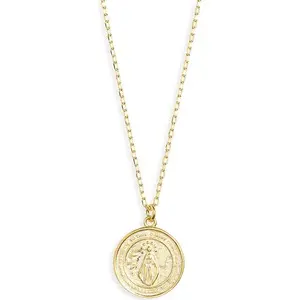Argento Vivo Virgin Mary Coin Pendant Necklace - Gold