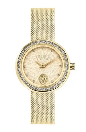 Versace Lea Mesh Strap Watch - Ip Yellow Gold