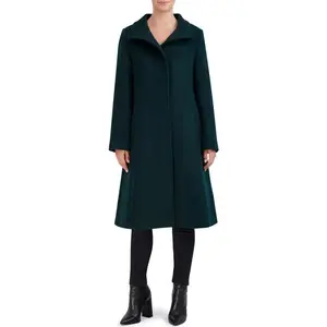 Cole Haan Longline Wool Blend Coat - Forest