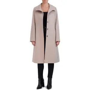 Cole Haan Longline Wool Blend Coat - Stone