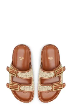 Fendi Feel Raffia Slide Sandal