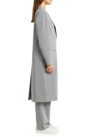 WAYF Icon Pinstripe Longline Coat