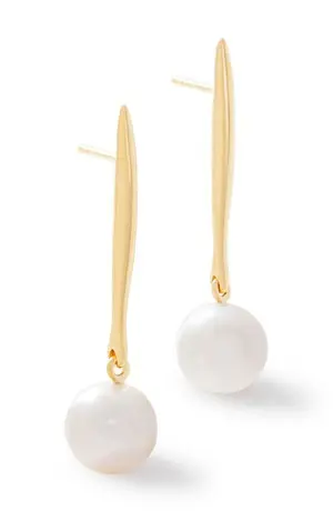 Monica Vinader Nura Freshwater Pearl Drop Earrings - Gold Vermeil On Silver