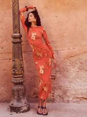 REFORMATION Reformation Tommie Knit Maxi Dress Orange