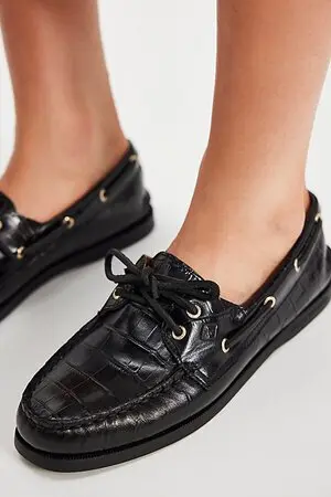 Sperry 2-eye Boat Shoes - Black Croco