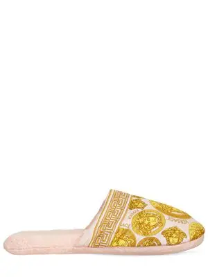 Versace Medusa Jacquard Cotton Slippers - Pink