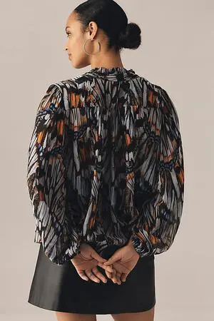 Anthropologie Estela Sheer Printed Blouse - Multicolor