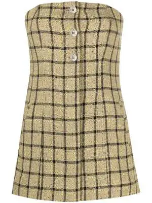 GANNI Checked Organic Cotton-blend Top - Neutrals