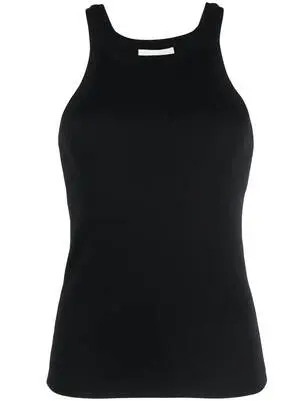 Closed Ribbed-knit Tank Top - Black