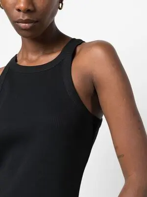 Closed Ribbed-knit Tank Top - Black