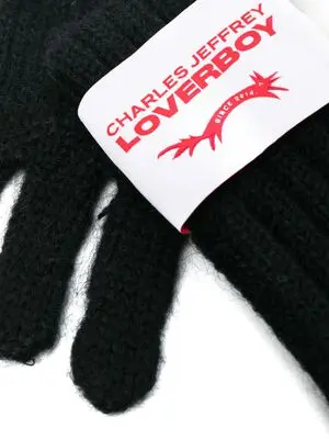 CHARLES JEFFREY Logo-patch Knitted Gloves - Black