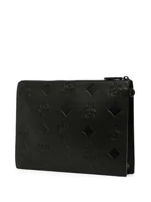 Mcm Aren Monogram Leather Clutch