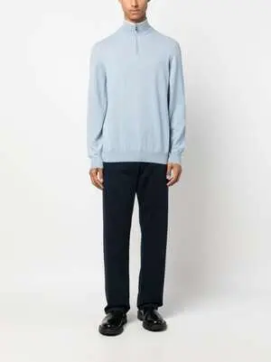Fedeli Favonio Quarter-zip Cashmere Jumper - Blue