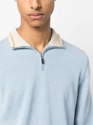 Fedeli Favonio Quarter-zip Cashmere Jumper - Blue
